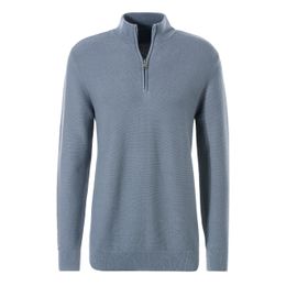 Herren Troyer, blau, Gr. S, AUTHENTIC LE JOGGER, unifarben, Strick, Obermaterial: 50% Baumwolle, 50% Polyacryl, Pullover, Pullover mit Stehkragen und