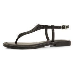 Tamaris Damen Riemchensandale, Gr. 39, schwarz, Leder, gl&auml;nzend, unifarben, Schuhe, Sandalette, Sommerschuh, Festtagsschuh, funkelnde Strasssteinchen