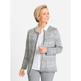 CLASSIC Damen Strickjacke, grau, Gr. 40, gemustert, mehrfarbig, 70% Polyacryl, 30% Schurwolle, Strickjacken