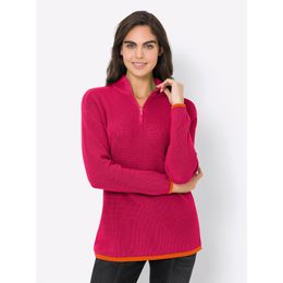 Heine Damen Strickpullover "Pullover", pink, Gr. 44, gemustert, mehrfarbig, 100% Baumwolle, Pullover