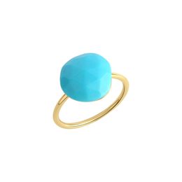 JAMELLI Damen Fingerring "Silber 925 vergoldet mit T&uuml;rkis (beh.) 12x12mm", 056 (17,8), 2,7, Silber 925 (Sterlingsilber), gelb, Silber 925