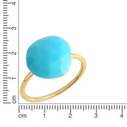 JAMELLI Damen Fingerring "Silber 925 vergoldet mit T&uuml;rkis (beh.) 12x12mm", 060 (19,1), 2,7, Silber 925 (Sterlingsilber), gelb, Silber 925