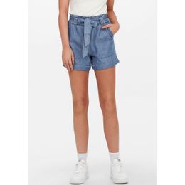 Only Damen Shorts "ONLBEA SMILLA HW PB LOOSE DNM SHORTS", blau, Gr. XL, unifarben, Web, Obermaterial: 65% Baumwolle, 35% Lyocell, Hosen, im Denim Look