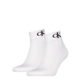 Herren Kurzsocken "CKJ MEN QUARTER 2P MONOGRAM", Calvin Klein Jeans, Gr. 43, weiß, Baumwollmischung, Socken, mit dezenter Logostickerei