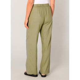 Base Level Damen Leinenhose "Yul", gr&uuml;n, Gr. 38, unifarben, Web, Obermaterial: 55% Leinen, 45% Viskose, Hosen, Sommerhose mit elastischem Bund