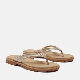 Timberland Damen Sandale "CALISTA BAY THONG SANDAL", Gr. 39,5, gold, Leder, Schuhe