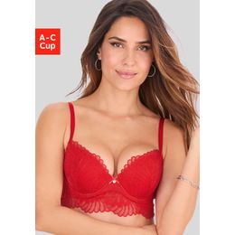 s.Oliver Damen Push-up-BH "Sophie", Gr. 85, rot, Spitze, Obermaterial: 90% Polyamid, 10% Elasthan, BHs, aus feiner Spitze in leichter Longform, sexy