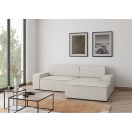 Ecksofa Trendmanufaktur "Graz, wahlweise mit Sitzvorschub und Bettkasten, L-Form, Breite 246 cm", grau (sandgrau), B:246cm H:73cm T:162cm, 100% Polyester, Sofas, Ecksofa, in Cord-, haustierfreundlichem LEO Struktur- oder LUMOS-3D-Bezug