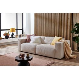 3-Sitzer Home Affaire "Noord mit Kedernaht, Breite 232 cm", beige (cream), B:232cm H:71cm T:96cm, 94% Polyester; 6% Nylon, Sofas, Cord, Struktur, Webstoff, mit Wellenunterfederung, Massivholzrahmen