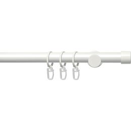 Gardinenstange Liedeco, L:200cm &Oslash;:20mm, wei&szlig;, Eisen, Gardinenstangen, "Fertigstilgarnitur 20 mm Power Endkappe", Gardinenstange Komplett