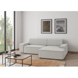Ecksofa Trendmanufaktur "Graz, wahlweise mit Sitzvorschub und Bettkasten, L-Form, Breite 246 cm", wei&szlig; (wollwei&szlig;), B:246cm H:73cm T:162cm, 100% Polyester, Sofas, Ecksofa, in Cord-, haustierfreundlichem LEO Struktur- oder LUMOS-3D-Bezug