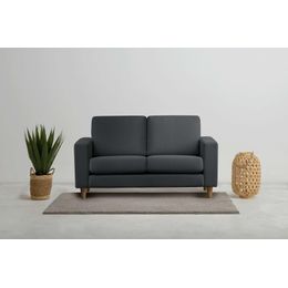 2-Sitzer OTTO HOME "Tvinno", grau (anthrazit), B:155cm H:87cm T:86cm, 100% polyester, Sofas, im skandinavischen Stil, mit Massivholzf&uuml;&szlig;en, Breite 155 cm
