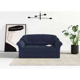 2-Sitzer DOMO collection "Montana f&uuml;r kleine R&auml;ume, Breite 146cm, komfortabel und zeitlos", blau (dunkelblau), B:146cm H:84cm T:82cm, 100% Polyester, Sofas, bequeme Armlehnen