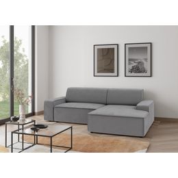 Ecksofa Trendmanufaktur "Graz, wahlweise mit Sitzvorschub und Bettkasten, L-Form, Breite 246 cm", braun (schlamm), B:246cm H:73cm T:162cm, 100% Polyester, Sofas, Ecksofa, in Cord-, haustierfreundlichem LEO Struktur- oder LUMOS-3D-Bezug