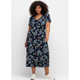 Damen Jerseykleid "Jerseykleid", blau, Gr. 50, sheego by Joe Browns, Paisley, bedruckt, gemustert, mehrfarbig, Jersey, 95% Viskose, 5% Elasthan,
