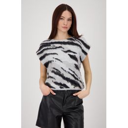 monari Damen Pullunder "Pullunder Tiger allover", grau, Gr. 40, animal-print, gemustert, mehrfarbig, Strick, Obermaterial: 88% Polyamid, 6%