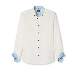 OLYMP Herren Langarmhemd, weiß, Gr. XXL, Twill, Obermaterial: 100% Baumwolle, Hemden, Regular Fit, Businesshemd, Button-down-Kragen, Feincord