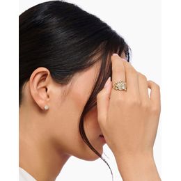 Thomas Sabo Damen Fingerring "Lovely Daisy Bouquet-Cocktail-Ring", 54, Silber 925 (recycelt), 1,5mm, gold, Silber 925 (recycelt), Fingerringe, mit