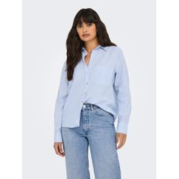 Only Damen Hemdbluse "ONLALINA LIFE L/S STRIPE SHIRT WVN", blau, Gr. S, gestreift, Web, Obermaterial: 100% Baumwolle, Blusen