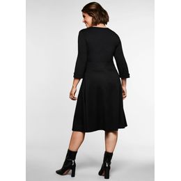 Damen Cocktailkleid "Cocktailkleid", schwarz, Gr. 54, sheego by Joe Browns, unifarben, Jersey, 70% Viskose, 26% Polyamid, 4% Elasthan, Kleider