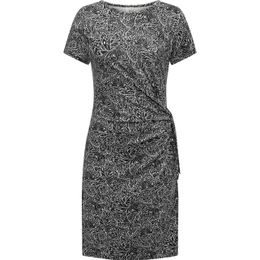Ragwear Damen Shirtkleid "Knotta Print", blau, Gr. L, Material: 95% Viskose, 5% Elasthan, Kleider, Kurzarm Sommerkleid mit seitlichem Bindeband