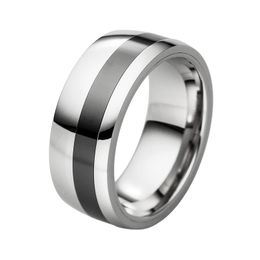 DOOSTI Damen Trauring "Schmuck Geschenk Edelstahl Trauring Ehering Partnerring LIEBE", 56, ohne Zirkonia, Edelstahl Keramik, 9mm, schwarz, Edelstahl,