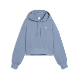 Puma Damen Hoodie "WARDROBE ESS Kurzer Relaxed Fit Hoodie Damen", blau, Gr. S, Obermaterial: 32% Polyester, 68% Baumwolle; Rippe: 96% Baumwolle, 4%