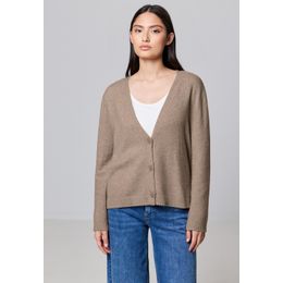 Street One Damen Cardigan, beige, Gr. 40, unifarben, Web, 37% Baumwolle, 34% Polyacryl, 26% Polyester, 3% Elasthan, Strickjacken, im Basic-Style