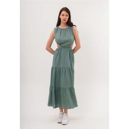 FRESHLIONS Damen Jerseykleid "Lilia", gr&uuml;n, Gr. S, 100% Leinen, Kleider, mit raffinierten Faltendetails