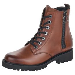 Remonte Damen Schn&uuml;rstiefelette, Gr. 37, braun, Leder, used, Schuhe, Blockabsatz, Stiefelette, Schn&uuml;rboots, Flats im Used Look