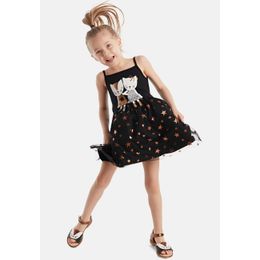 DENOKIDS Mädchen Sommerkleid "Copper Stars", schwarz, Basic, Gr. 122, bedruckt, 95% Baumwolle;5% Elasthan, Kleider, mit Katzen-Print