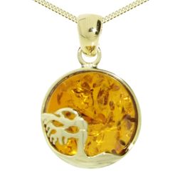 OSTSEE-SCHMUCK Damen Kette mit Anh&auml;nger "OSTSEE-SCHMUCK Kette mit Anh&auml;nger Windfl&uuml;chter 16 mm", 42cm, Silber 925 (Sterlingsilber), L: 42, gold,