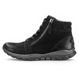 Damen Schn&uuml;rboots, Gabor Rollingsoft, Gr. 38,5, schwarz, Nubukleder, Schuhe, Keilabsatz, Komfortboots mit profilierter Gummilaufsohle