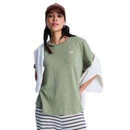 Roxy Damen T-Shirt "Oceanwave Regular Emby", gr&uuml;n, Gr. XXL, Obermaterial: 60% Baumwolle, 40% Polyester., Shirts