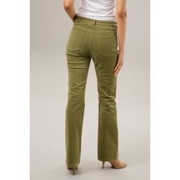 Aniston CASUAL Damen Cordhose, gr&uuml;n, Gr. 48, leicht gl&auml;nzend, unifarben, Cord, Obermaterial: 98% Baumwolle, 2% Elasthan, Hosen, in trendiger