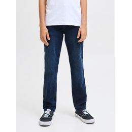 Jack & Jones Kinder Regular-fit-Jeans "JJICLARK JJORIGINAL SQ 454 JNR", blau, Gr. 176, JACK & JONES JUNIOR, Abriebeffekte, Denim/Jeans, Obermaterial: 76%
