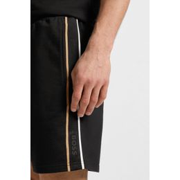 BOSS Herren Sweatshorts "ICONIC", Gr. S, schwarz, Obermaterial: 100% Baumwolle, Hosen, mit Tunnelzug und Tape-Details