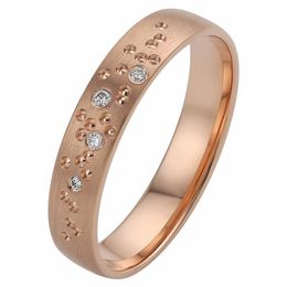 Firetti Damen Trauring "Schmuck Geschenk Gold 375 Hochzeit Ehering "LIEBE" Sterne", 23, 0,03 SI = kleine Einschl&uuml;sse mit Brillanten, Ros&eacute;gold 375,