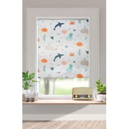 L&uuml;ttenh&uuml;tt Verdunklungsrollo L&Uuml;TTENH&Uuml;TT, B:90cm H:150cm, blau, Polyester, Kinderzimmer, Rollos, "Ocean", Fixma&szlig;, Klemmfix, Meer, Tiere, Kinderrollo
