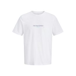 Jack & Jones JACK & JONES Herren T-Shirt "JORBILLYBURG TEE SS CREW NECK FST", wei&szlig;, Gr. S, bedruckt, Jersey, Obermaterial: 100% Baumwolle, Shirts