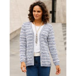 Casual Looks Damen Strickjacke, blau, Gr. 50, meliert, 100% Baumwolle, Strickjacken