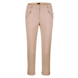 GOLDNER Damen 7/8-Hose "L&auml;ssige Chinohose mit weichem Peach-Finish", beige, Gr. 46, Obermaterial: 97% Baumwolle CO. 3% Elasthan EL., Hosen