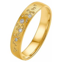 Firetti Damen Trauring "Schmuck Geschenk Gold 375 Hochzeit Ehering "LIEBE" Sterne", 22, 0,03 SI = kleine Einschl&uuml;sse mit Brillanten, Gelbgold 375,