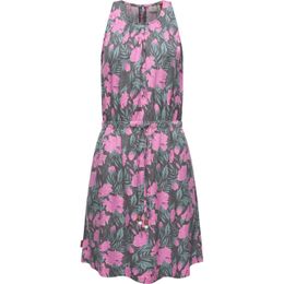 Ragwear Damen A-Linien-Kleid "Sanai Print Organic", grau, Gr. XXL, 100% Lyocell, Kleider, stylisches Sommerkleid mit verspielten Details