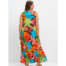 sheego Damen Maxikleid "Maxikleid", bunt, Gr. 44, gebl&uuml;mt, gemustert, 100% Viskose, Kleider