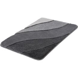 Badematte Kleine Wolke, H:20mm, grau, Kunstfaser, Badematten, "Serenade", Badteppich, Wellen Design, Farbverlauf, Hoch-Tief Effekt, waschbar