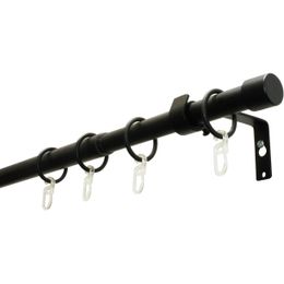 Gardinenstange Gardinia, L:190cm &Oslash;:19mm, schwarz, Aluminium, Gardinenstangen, "Set Metall", 1-Lauf