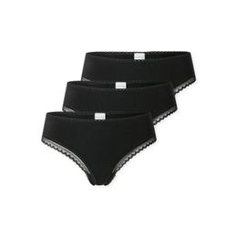 Schiesser Damen String "String 3er Pack", Gr. L, schwarz, Obermaterial: 95% Baumwolle CO. 5% Elasthan EL., Unterhosen