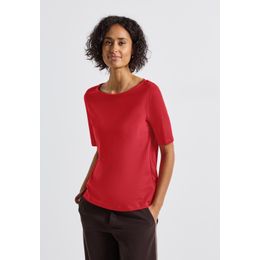 Street One Damen T-Shirt, rot, Gr. 44, unifarben, Web, 100% Baumwolle, Shirts, aus reiner Baumwolle