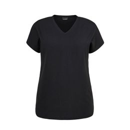 GOLDNER Damen Kurzarmshirt "Shirt mit V-Ausschnitt", schwarz, Gr. 42, Obermaterial: 100% Baumwolle CO., Shirts